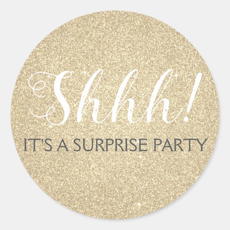 Shhh! Surprise Birthday Party Birthday Classic Round Sticker | Zazzle