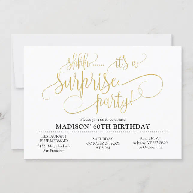 Shhh Surprise Birthday Party Invitation | Zazzle