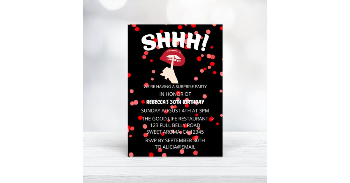 SHHH! Surprise Birthday Party Invitation | Zazzle