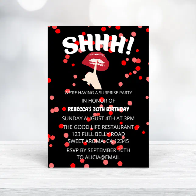 SHHH! Surprise Birthday Party Invitation | Zazzle