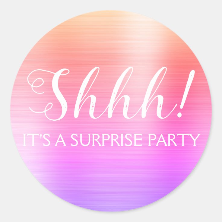 Shhh! Surprise Birthday Party - Rainbow Classic Round Sticker | Zazzle
