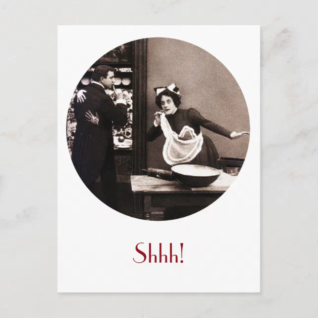 Shhh! What the Butler Saw - Vintage Comic Tryst Postcard | Zazzle