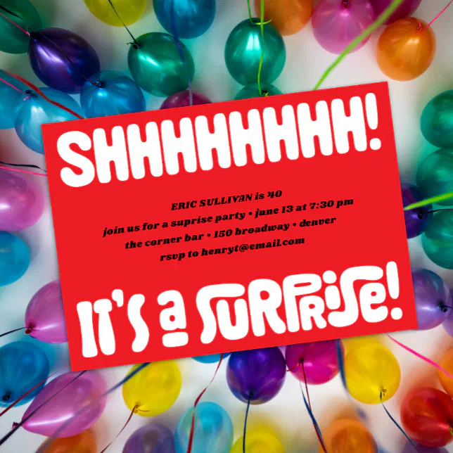 Shhhhh! Surprise! Party Invitation | Zazzle