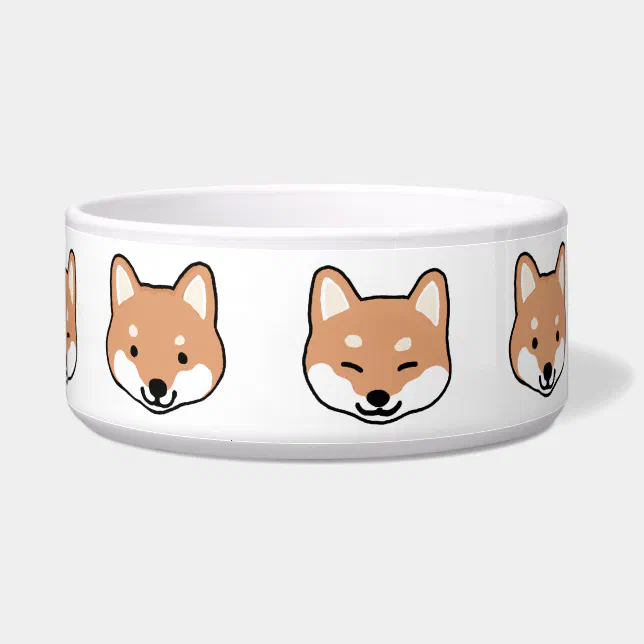 Shiba Inu Cute Dog Faces Pet Food or Water Bowl | Zazzle