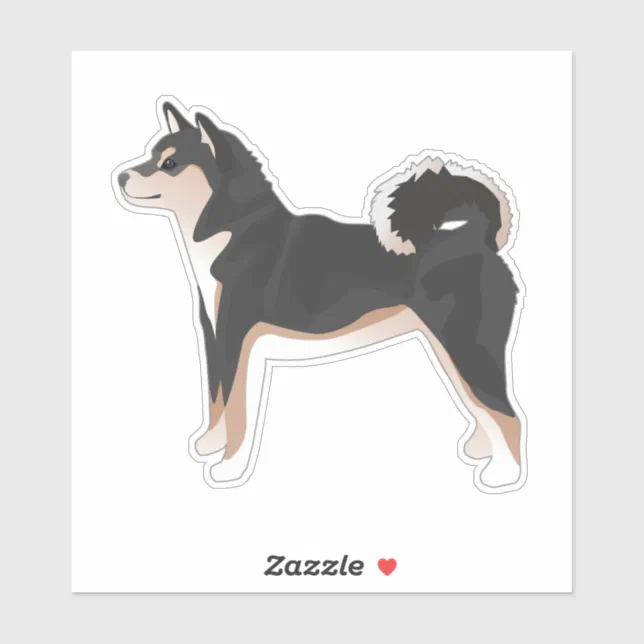 Shiba Inu Tri-Color Dog Breed Side View Silhouette Sticker | Zazzle