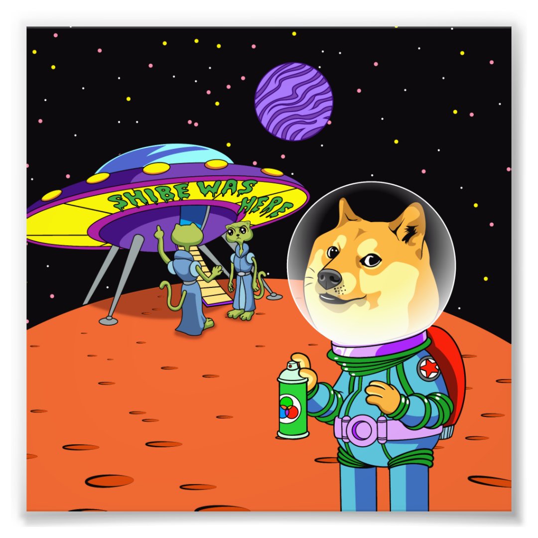 Shibe Doge Astro and the Aliens Memes Cats Cartoon Photo Print | Zazzle