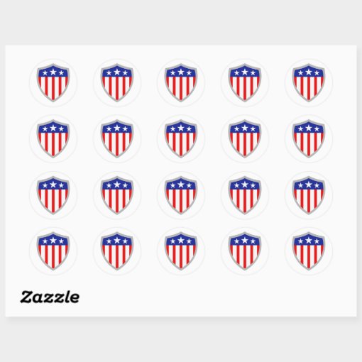 Shield of American Flag Classic Round Sticker | Zazzle
