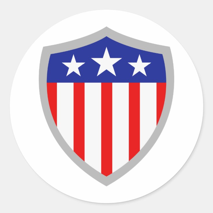 Shield of American Flag Classic Round Sticker | Zazzle