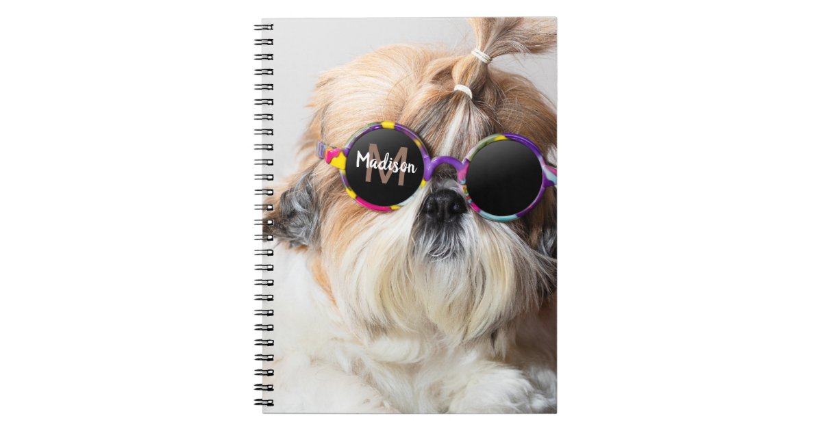 Shih Tzu Cool fun cute Photo Custom Monogram Notebook | Zazzle