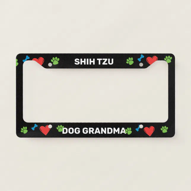 Shih Tzu Dog Grandma License Plate Frame | Zazzle