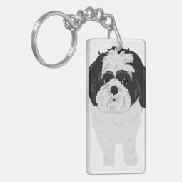 Shih-Tzu Keychain Front and Butt | Zazzle