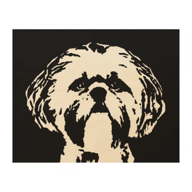 Shih Tzu Stencil Wood 10"x8" Wall Art | Zazzle