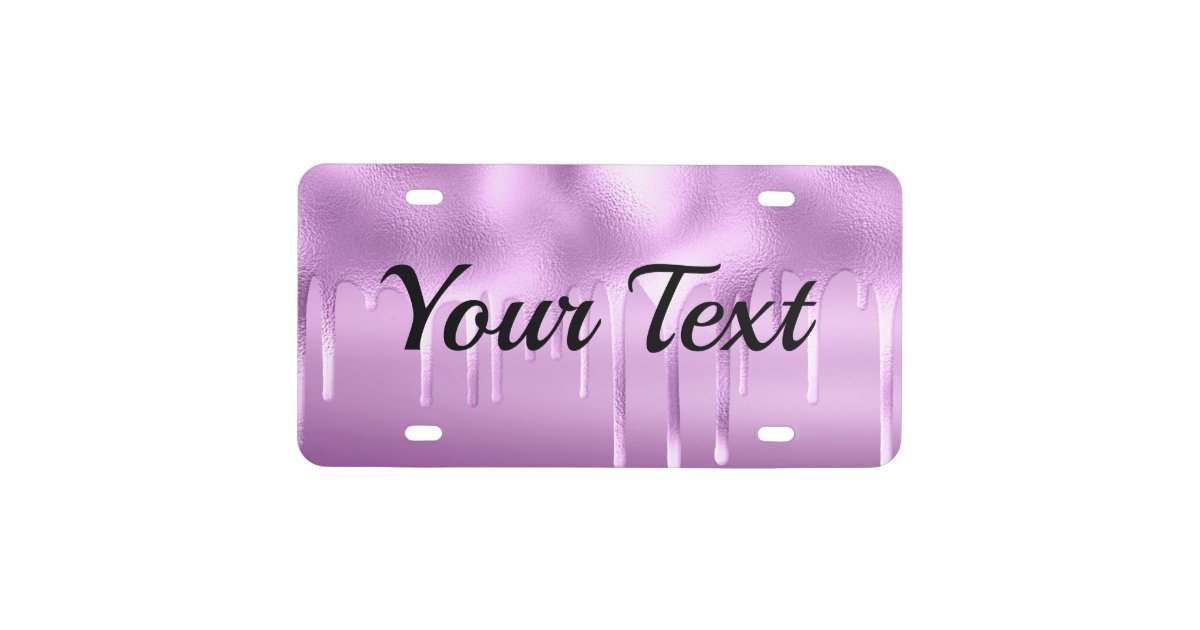 Shimmer Paint Drip Custom License Plate Lavender | Zazzle