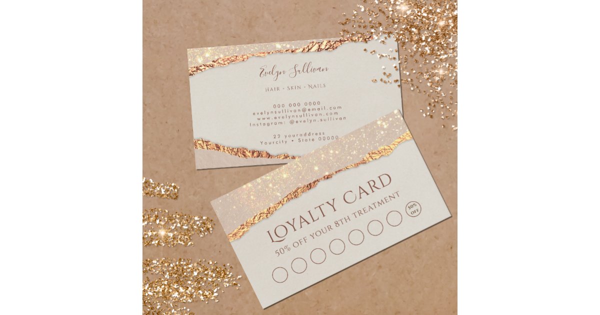 Shimmer ripped paper loyalty card | Zazzle