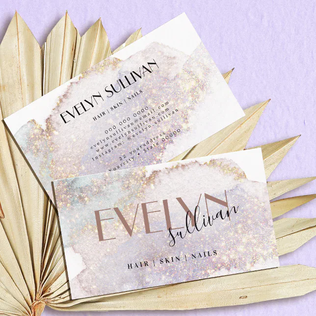 Shimmer watercolor business card | Zazzle