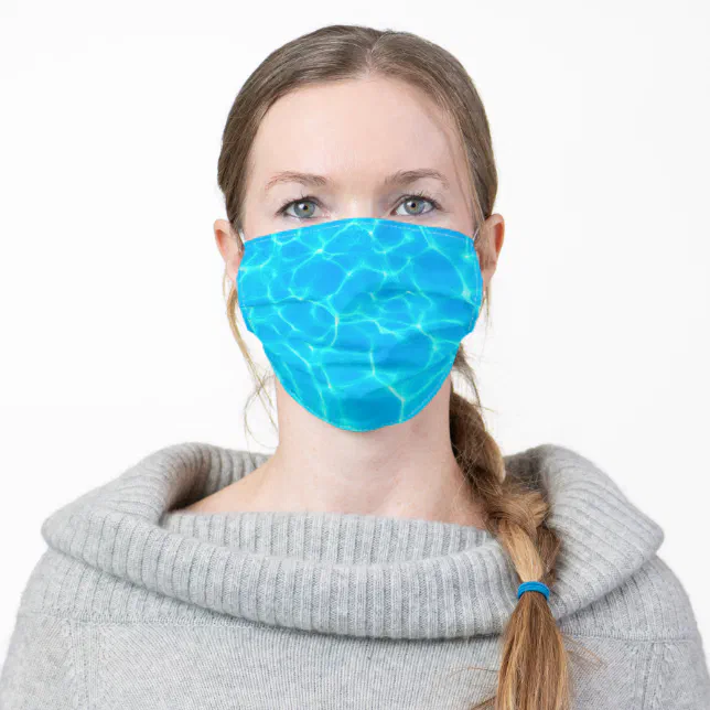 Shimmering Blue Pool Water Reflections Photo Adult Cloth Face Mask | Zazzle