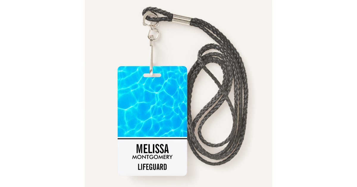 Shimmering Blue Pool Water Reflections Photo Badge | Zazzle