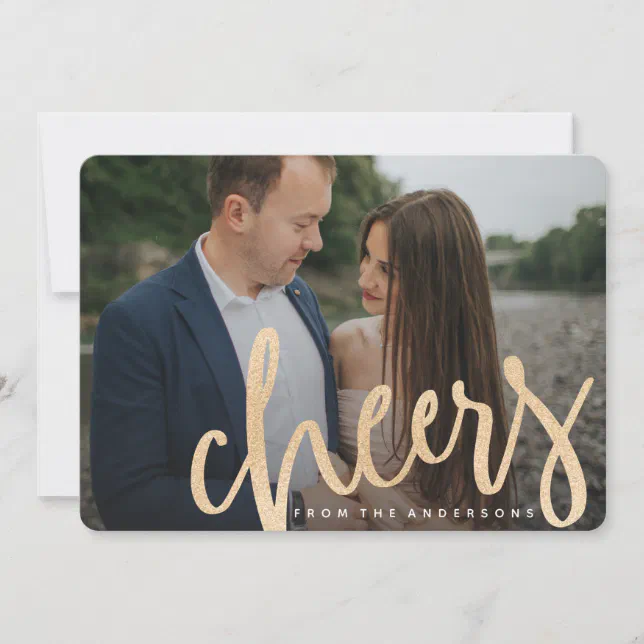 Shimmering Cheers Photo Card | Zazzle