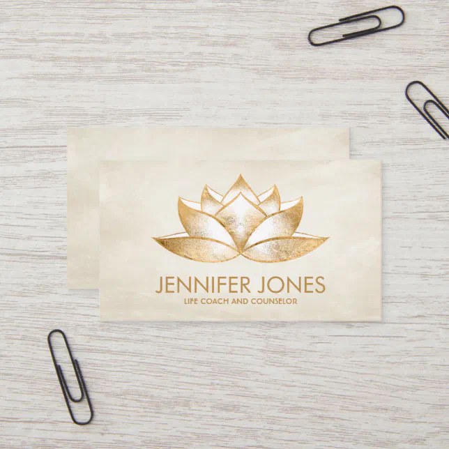 Shimmering Golden Lotus Flower Business Card | Zazzle