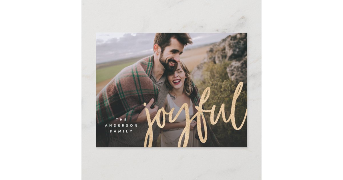 Shimmering joyful Holiday Photo Post Card | Zazzle
