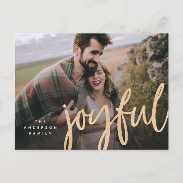 Shimmering joyful Holiday Photo Post Card | Zazzle