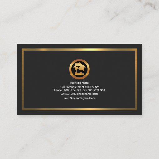 Shimmering Luminous Gold Borders Plumber Business Card | Zazzle