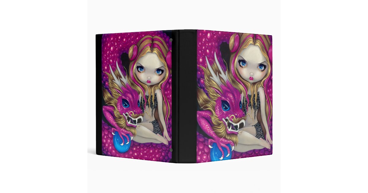 Shimmering Pink Dragon BINDER fairy fantasy | Zazzle