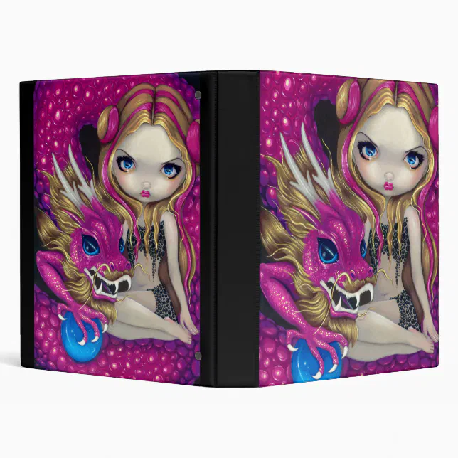 Shimmering Pink Dragon BINDER fairy fantasy | Zazzle