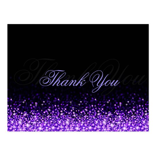 Shimmering Purple Glitter Black Thank You Postcard | Zazzle.com
