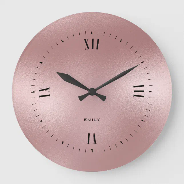 Shimmering Rose-gold Background Monogram Large Clock | Zazzle