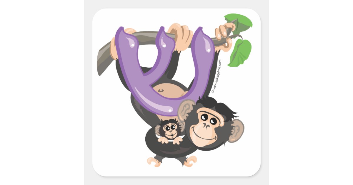 Shin Hebrew Aleph Bet Alphabet Chimpanzee Stickers | Zazzle