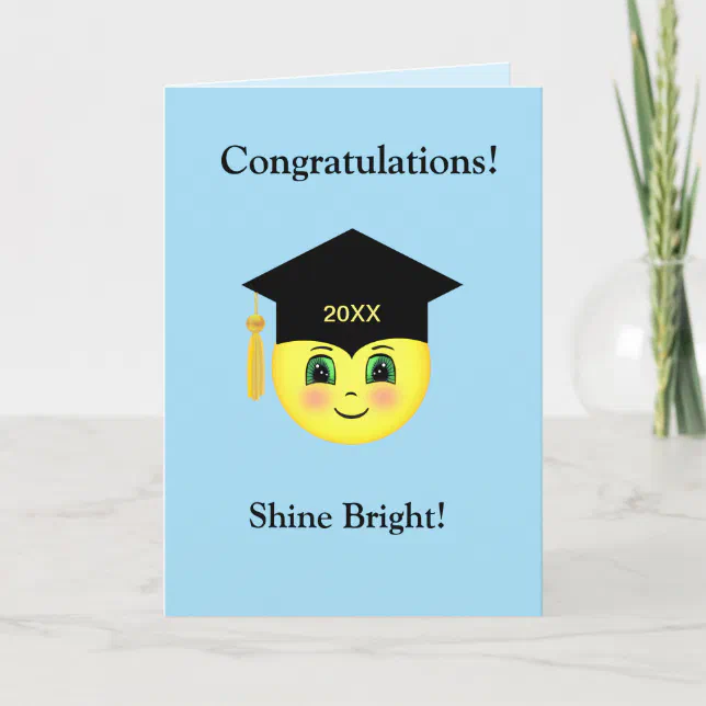 Shine Bright Happy Face Graduation Card | Zazzle