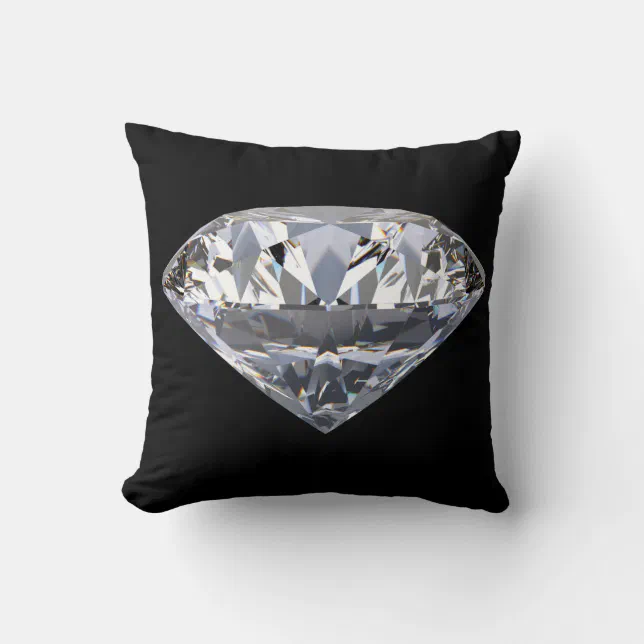 Shine Bright, Realistic, Diamonds, Black, salon Throw Pillow | Zazzle