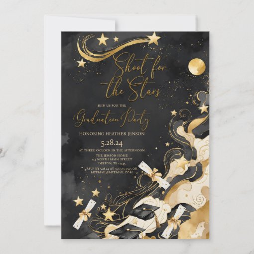 Shine Bright: Shoot for the Stars Graduation Party Invitation | Zazzle