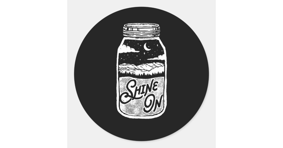 Shine On Moonshine Jar Moon Mountains Classic Round Sticker | Zazzle