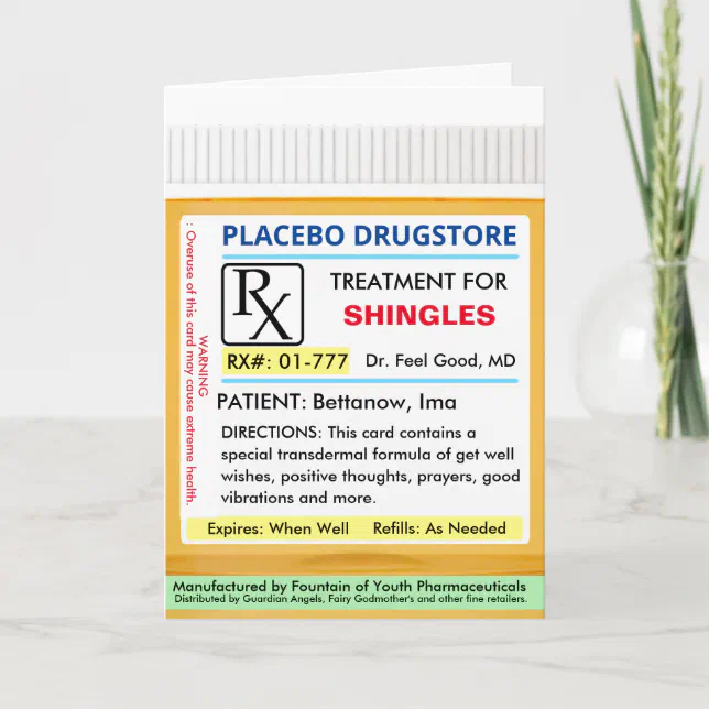 SHINGLES RX Prescription for Health Get Well Card | Zazzle