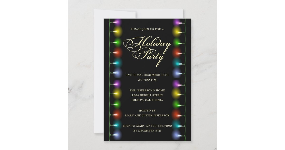 Shining Christmas Lights Holiday Party Invitation | Zazzle