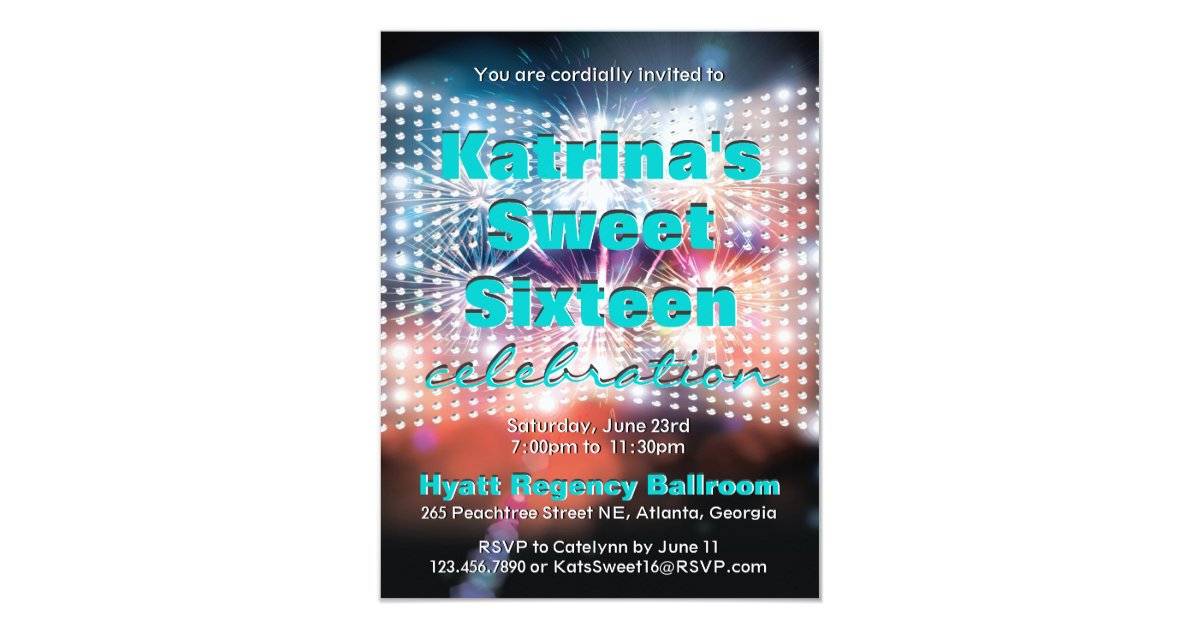 Shining Lights and Fireworks Sweet Sixteen Invite | Zazzle.com