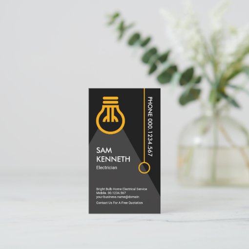 Shinning Yellow Light Bulb Switch Electrical Business Card | Zazzle