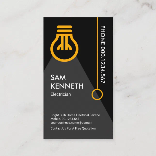 Shinning Yellow Light Bulb Switch Electrical Business Card | Zazzle