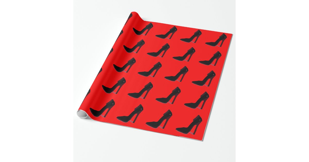 SHINY BLACK SHOE WRAPPING PAPER | Zazzle