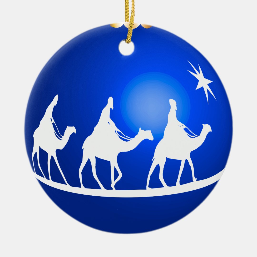 shiny blue 3 kings ornament | Zazzle