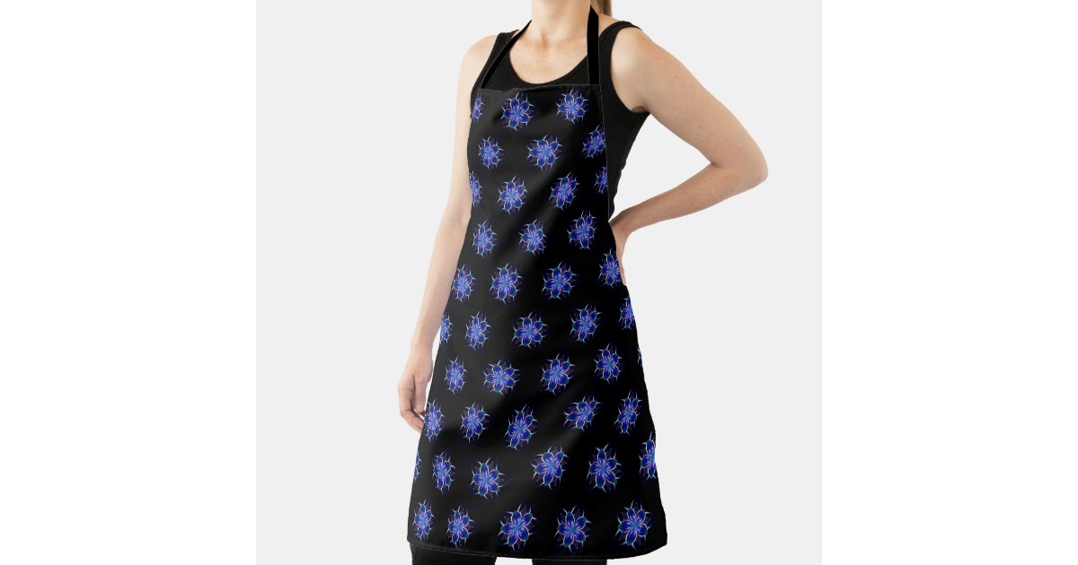Shiny Blue Flower Apron | Zazzle