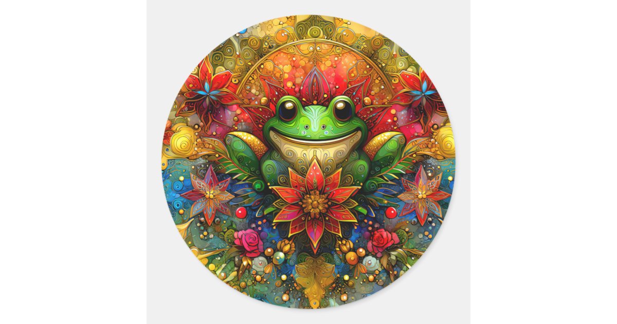 ~ SHINY Christmas FROG ~ Classic Round Sticker | Zazzle