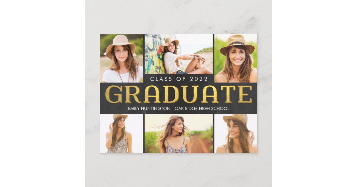 Shiny Collage Graduation Announcement Postcard | Zazzle
