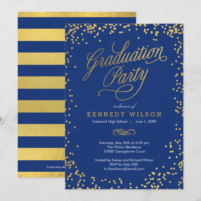 Shiny Confetti EDITABLE COLOR Graduation Party Invitation | Zazzle