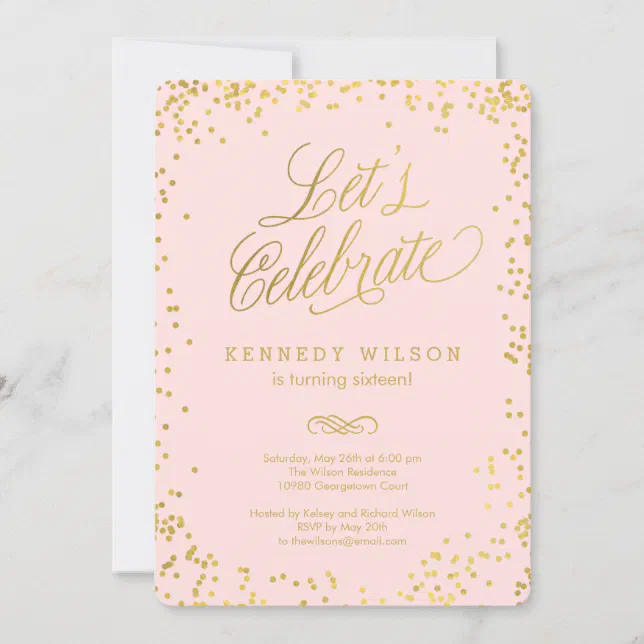 Shiny Confetti Editable Color Party Invitation | Zazzle