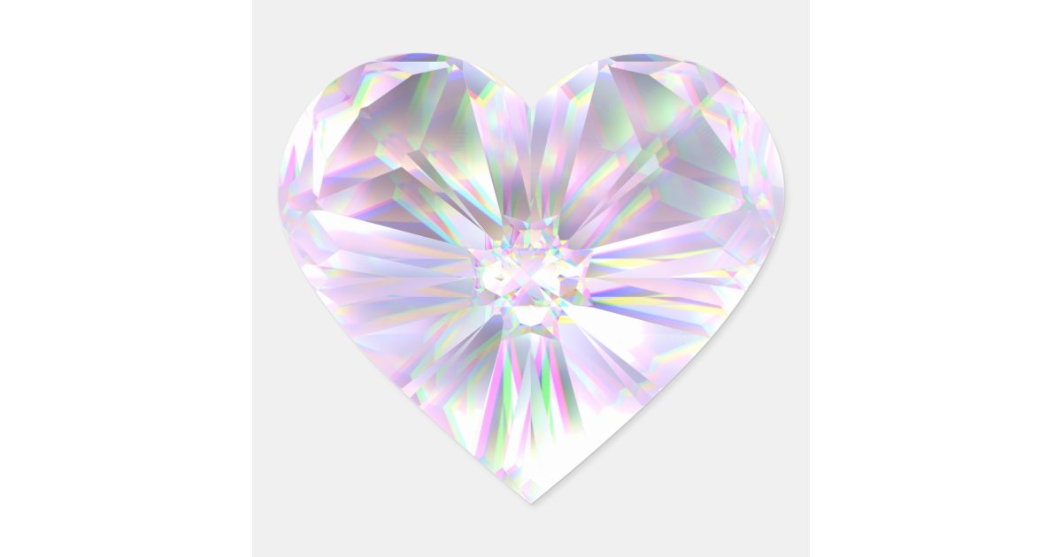 Shiny diamond heart heart sticker | Zazzle