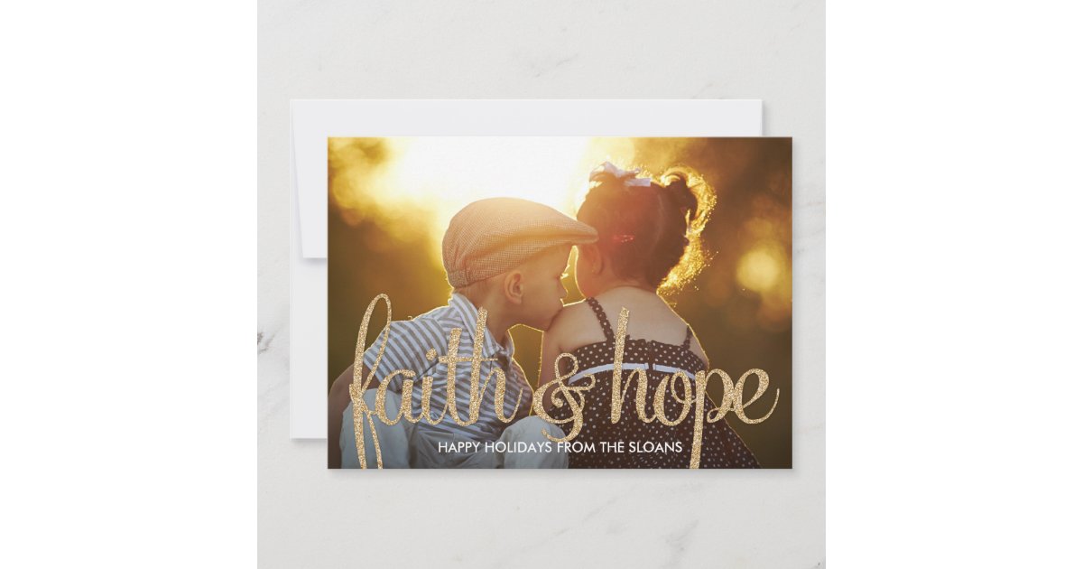 Shiny Faith & Hope Holiday Photo Card | Zazzle