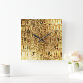 Shiny Gold Alligator Crocodile Skin Wall Clock | Zazzle